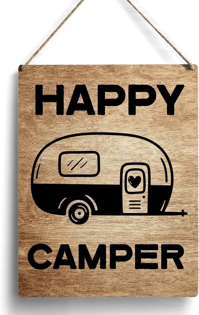 Wooden Sign 8x12 Inch Farmhouse Happy Camper Wooden Sign Artwork ...