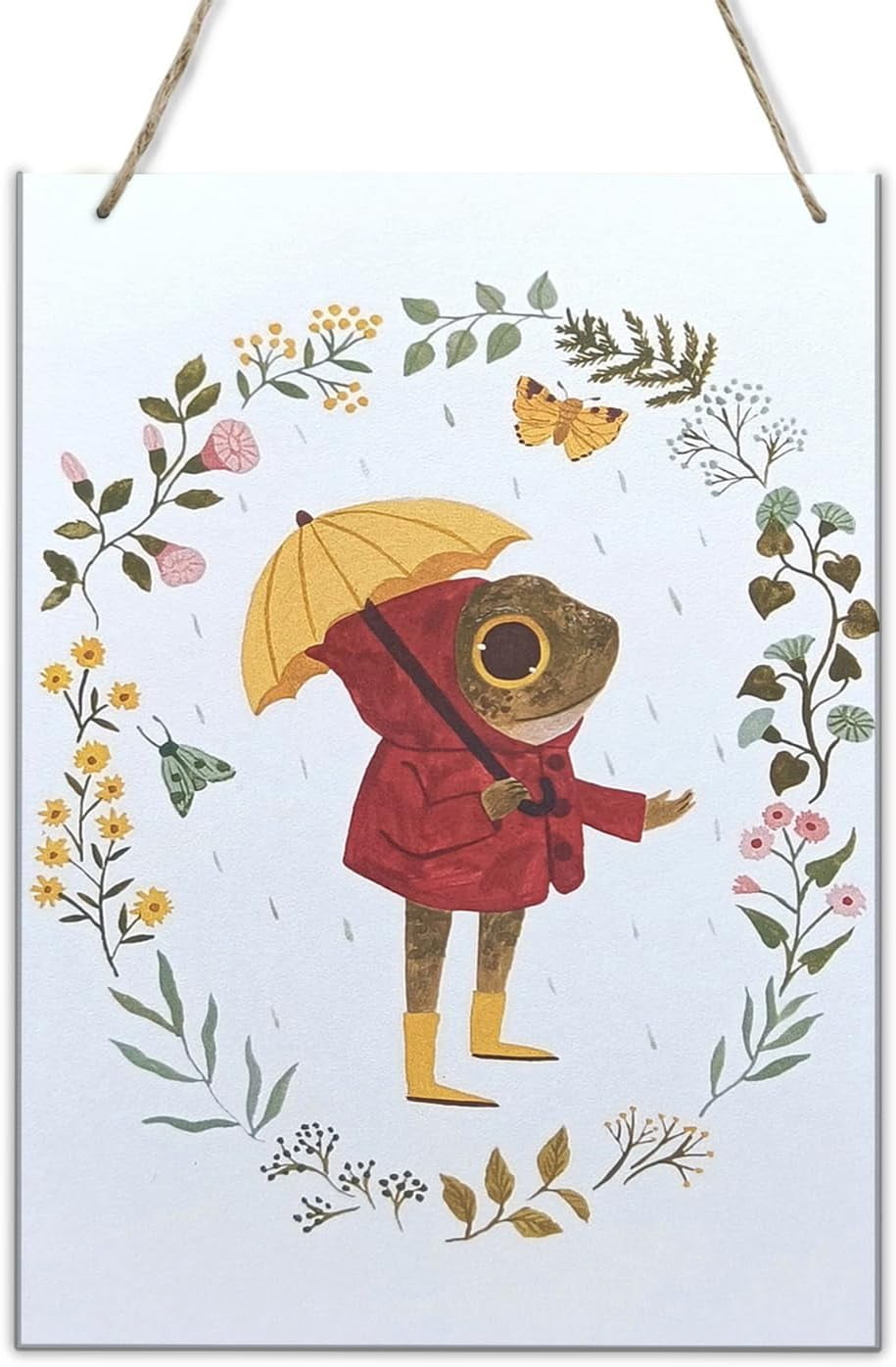 Wooden Sign 8x12 Inch Frog With Umbrella Wooden Signs Wall Art Decor ...