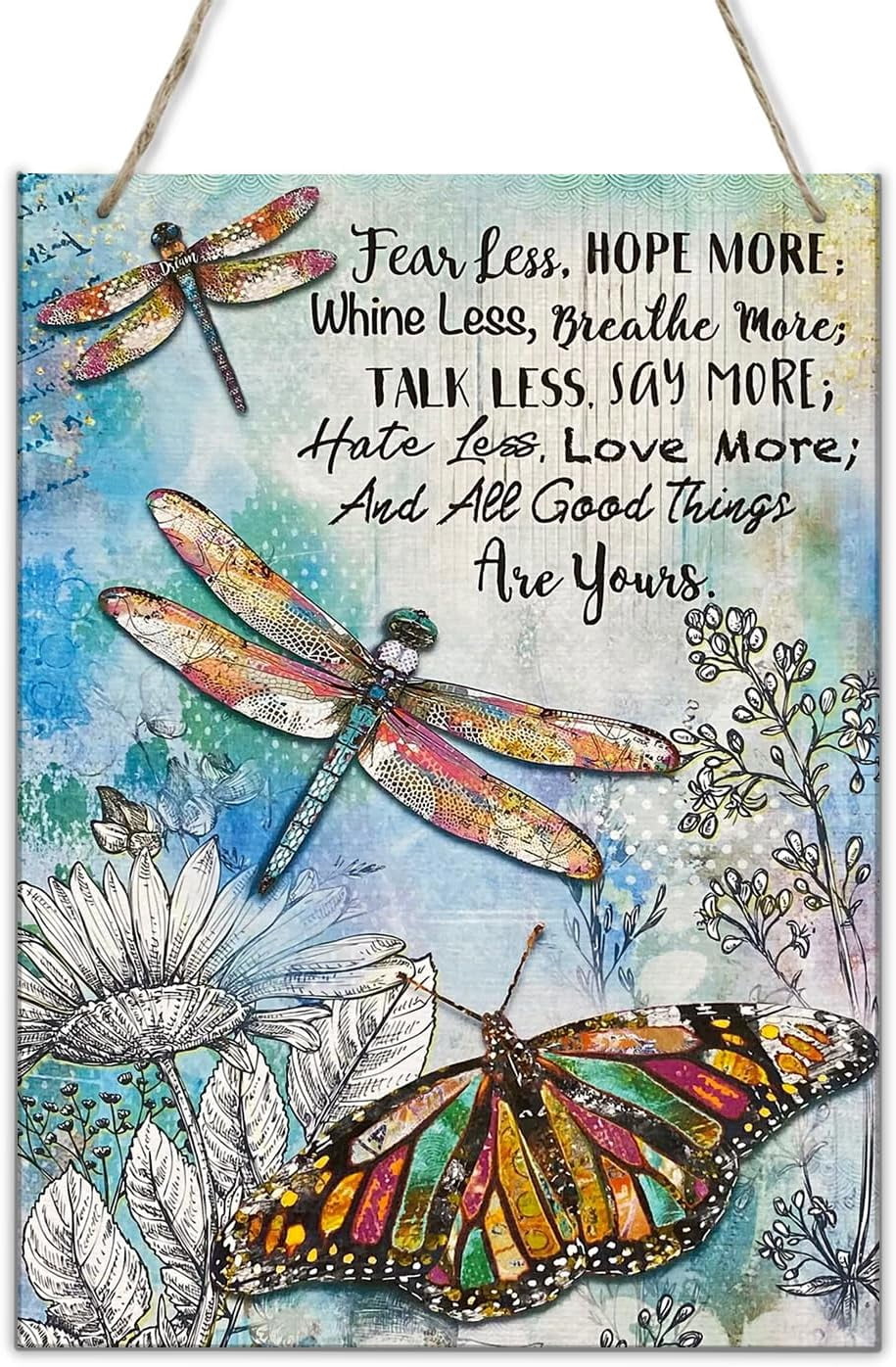 Wooden Sign 8x12 Inch Good Things Dragonfly Butterfly Wildflowers Funny ...