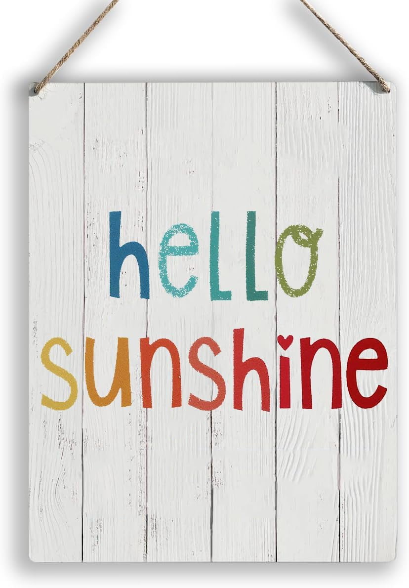 Wooden Sign 8x12 Inch Hello Sunshine Wall Decor Signs Funny Wooden Wood ...