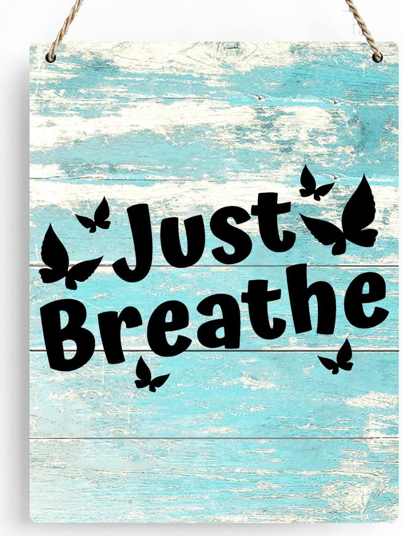 Wooden Sign 8x12 Inch Just Breathe Butterfly Rustic Retro Wooden Wood ...
