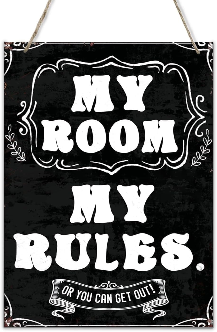 Wooden Sign 8x12 Inch My Room My Rules Wood Signs Cool Art Print ...
