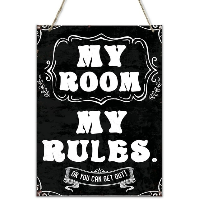 Wooden Sign 8x12 Inch My Room My Rules Wood Signs Cool Art Print ...