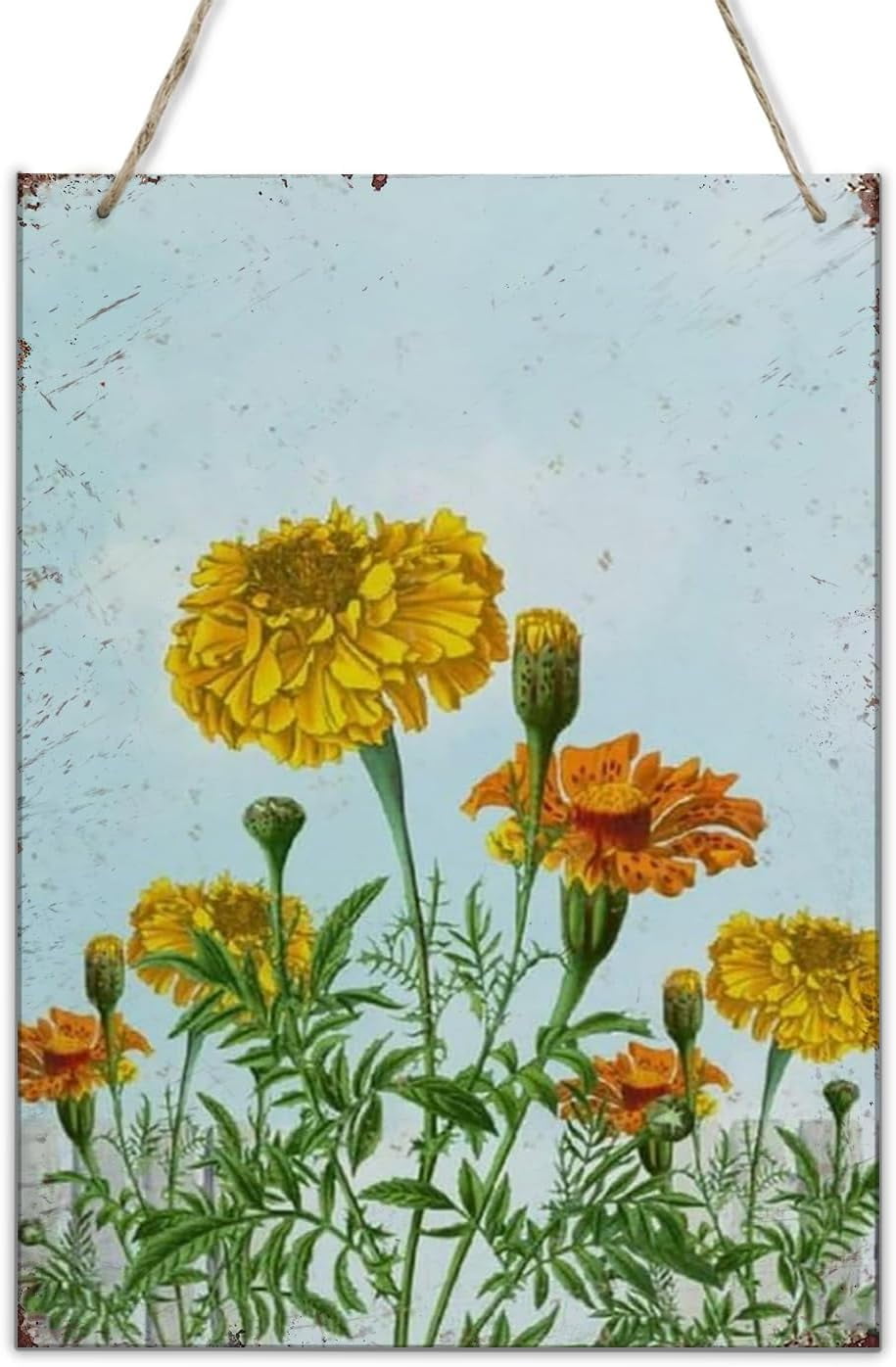 Wooden Sign 8x12 Inch Placards Of Wooden Marigold Wall Decor Country ...