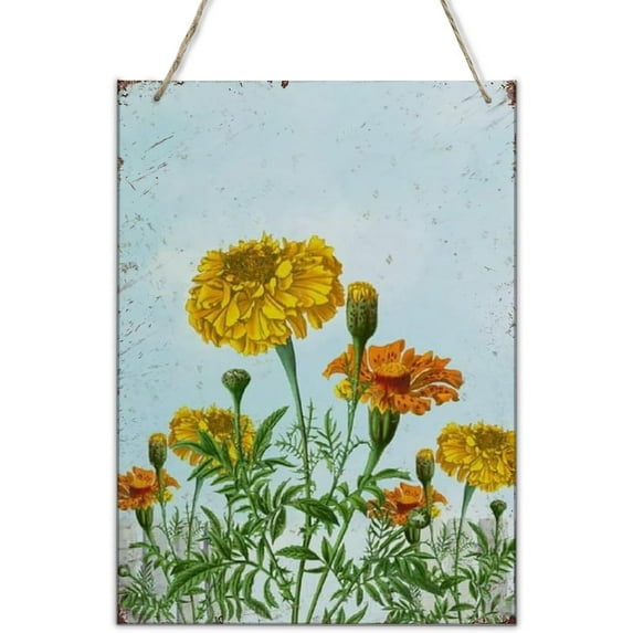 Wooden Sign 8x12 Inch Placards Of Wooden Marigold Wall Decor Country ...