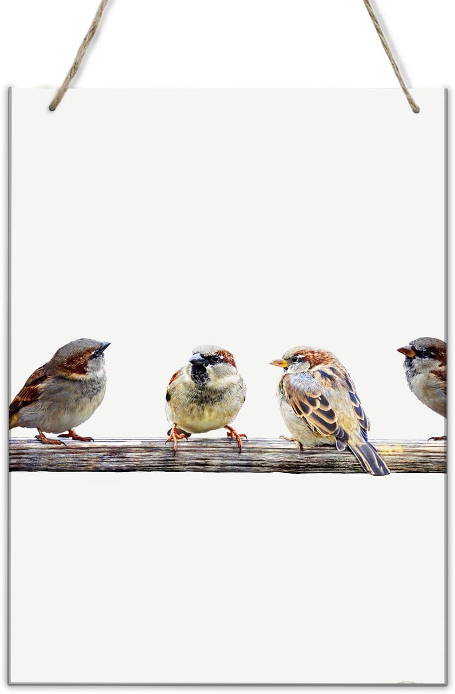 Wooden Sign 8x12 Inch Sparrow Perch Birds On A Wire Poster Wall Art ...