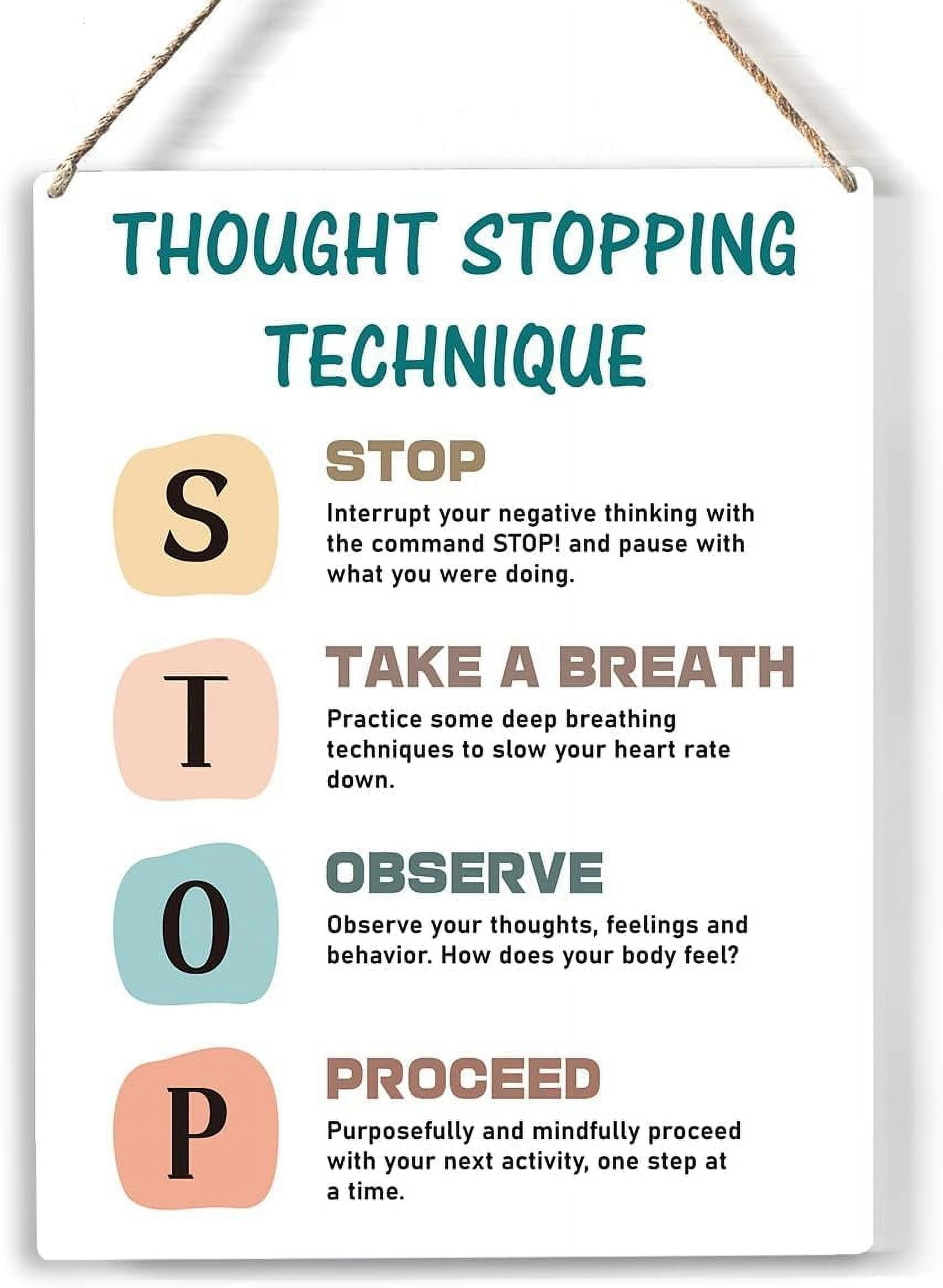 Wooden Sign 8x12 Inch Thought Stopping Technique Wood Sign Mental ...