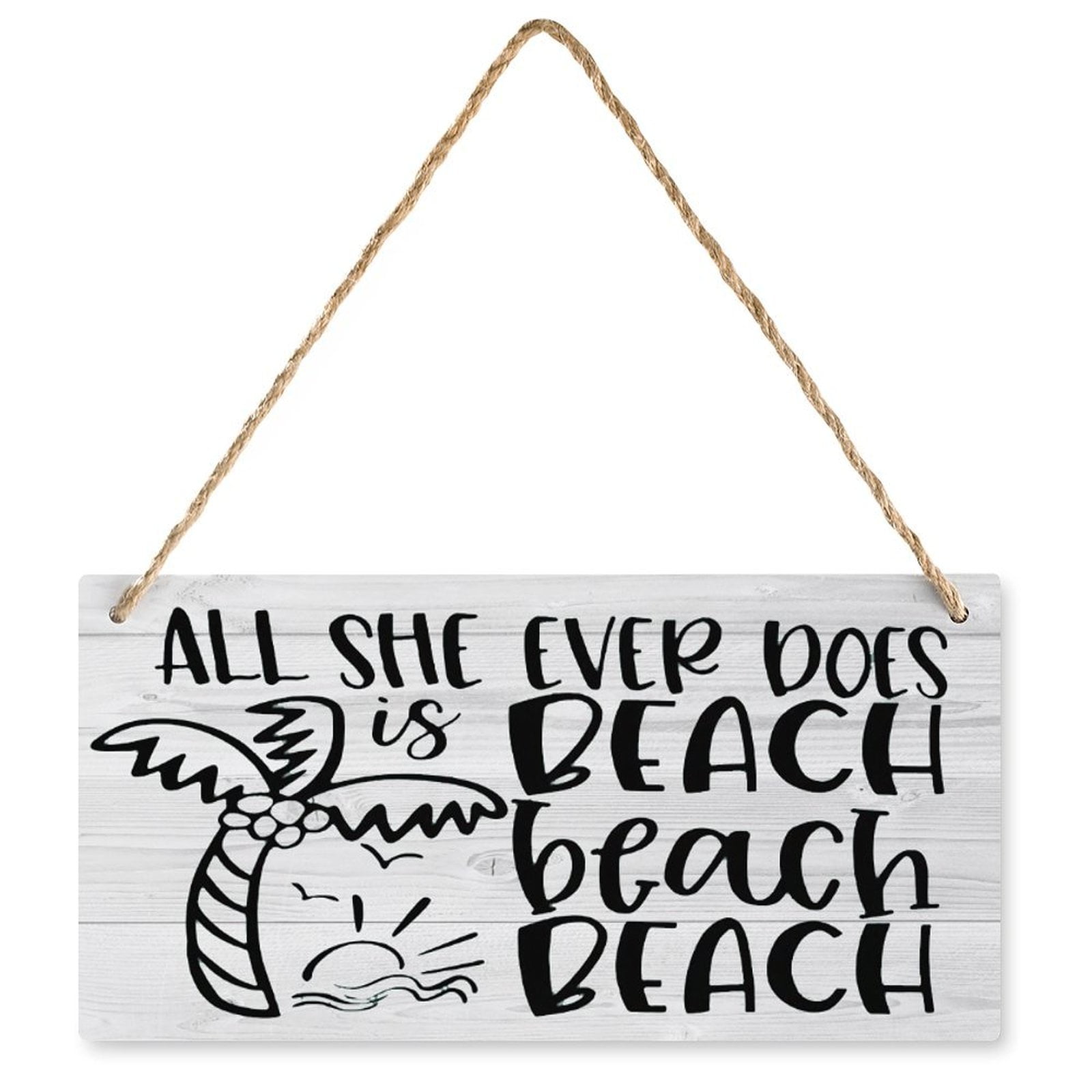 Wooden Sign All She Does Is Beach Beach Beach Decor Sign, Funny Home ...