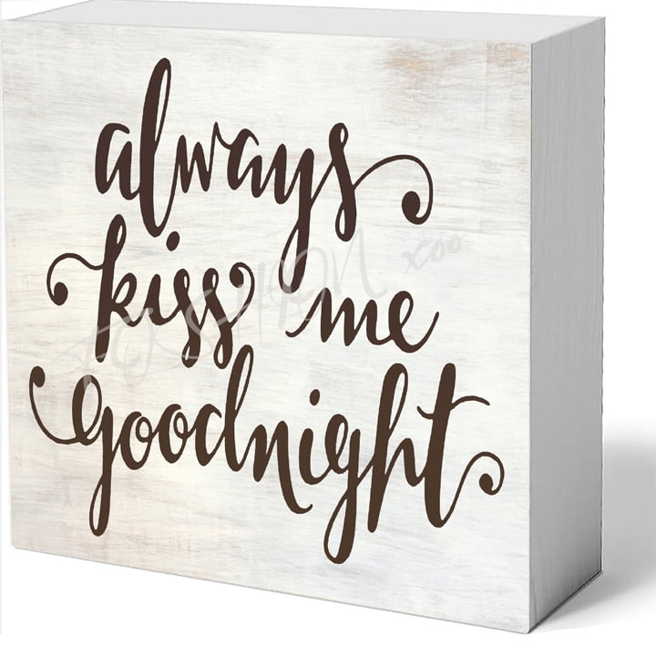 Wooden Sign Always Kiss Me Goodnight Rustic Framed Sign Wooden Box Sign ...