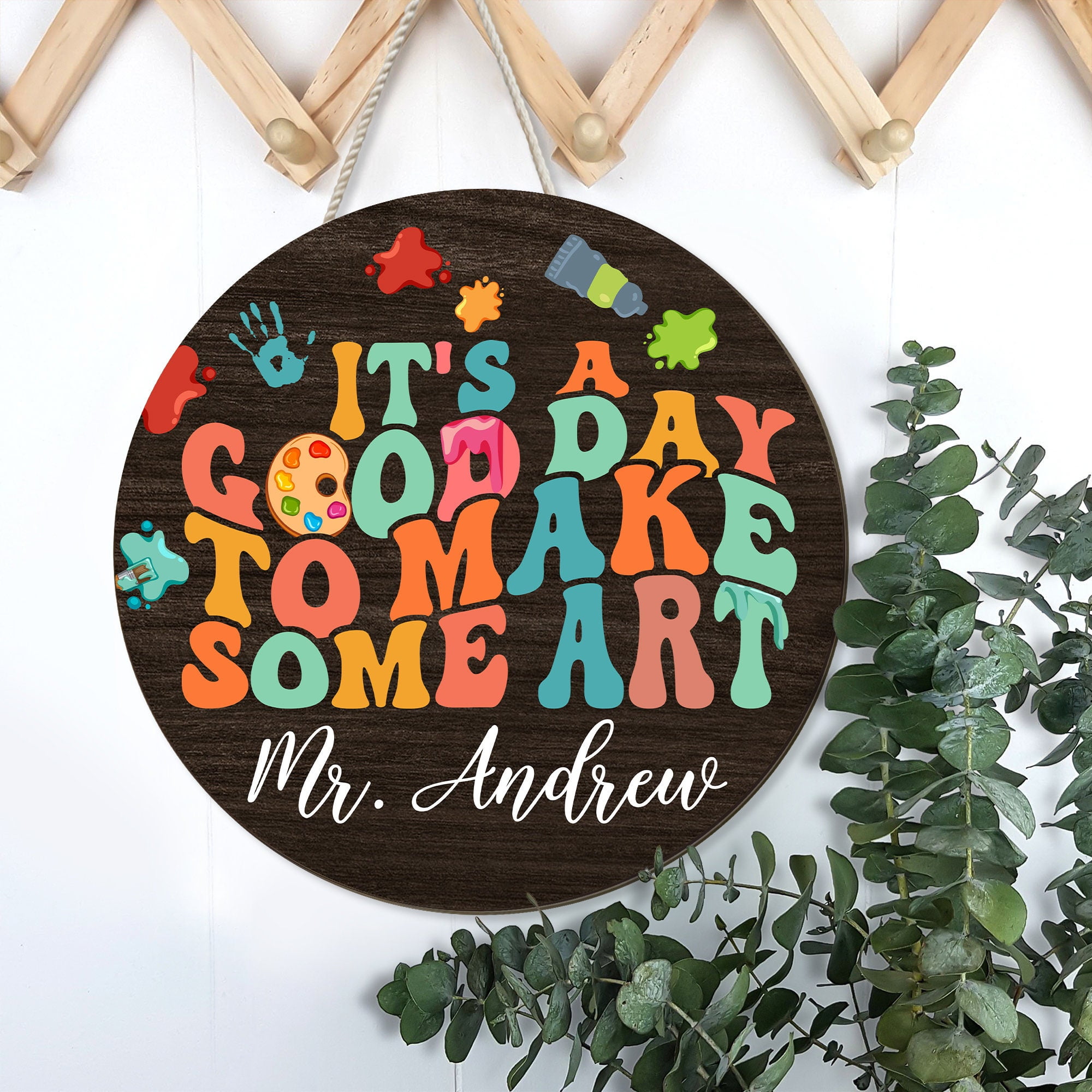 Wooden Sign Art Teacher Hanging Door Sign, Art Class Sign, Teacher Door ...