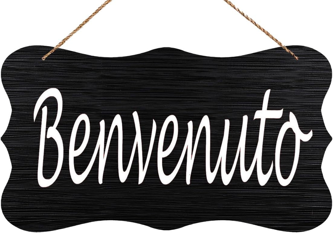 Wooden Sign Benvenuto Wood Italian Welcome Sign Home Decor Printed Wood ...
