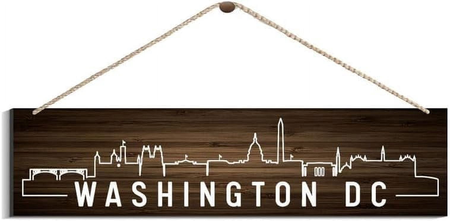 Wooden Sign Board Washington Dc Skyline For Living Room Bedroom, Rustic ...