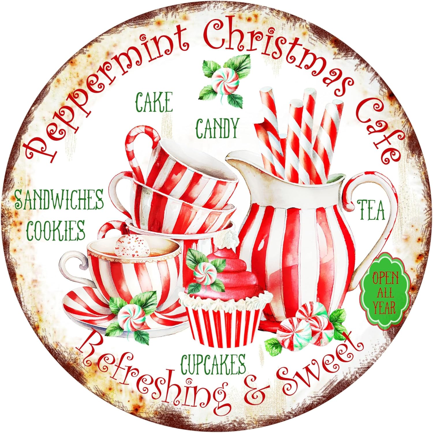 Wooden Sign Christmas peppermint sign holiday decor metal sign craft ...