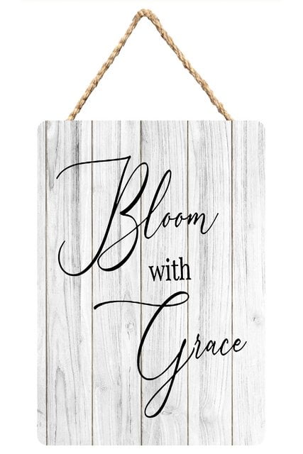 Wooden Sign Decor Bloom With Grace Wood Plaque Wall Sign For Home Decor ...