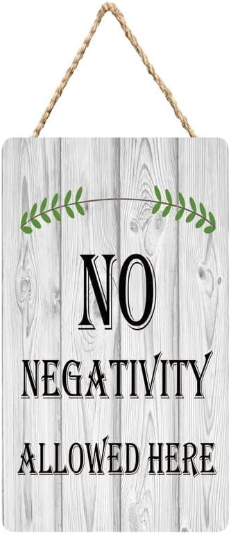 Wooden Sign For Front Door No Negativity Allowed Here Wood Sign Hanging ...