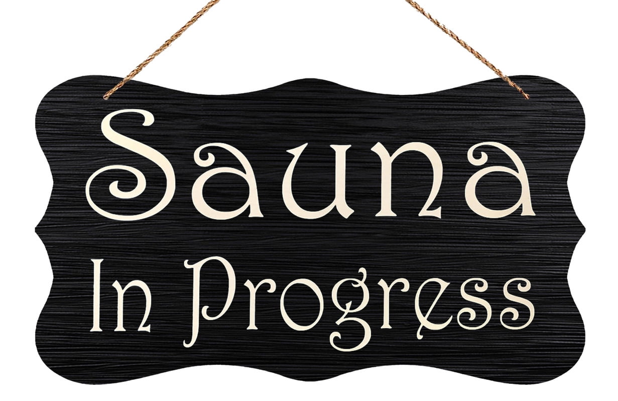 Wooden Sign For Front Door Outside Sauna In Progress Wood Spa In ...