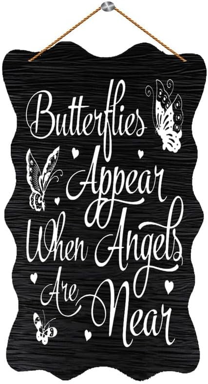 Wooden Sign For Front Door Outside Butterflies Appear When Angels Are ...