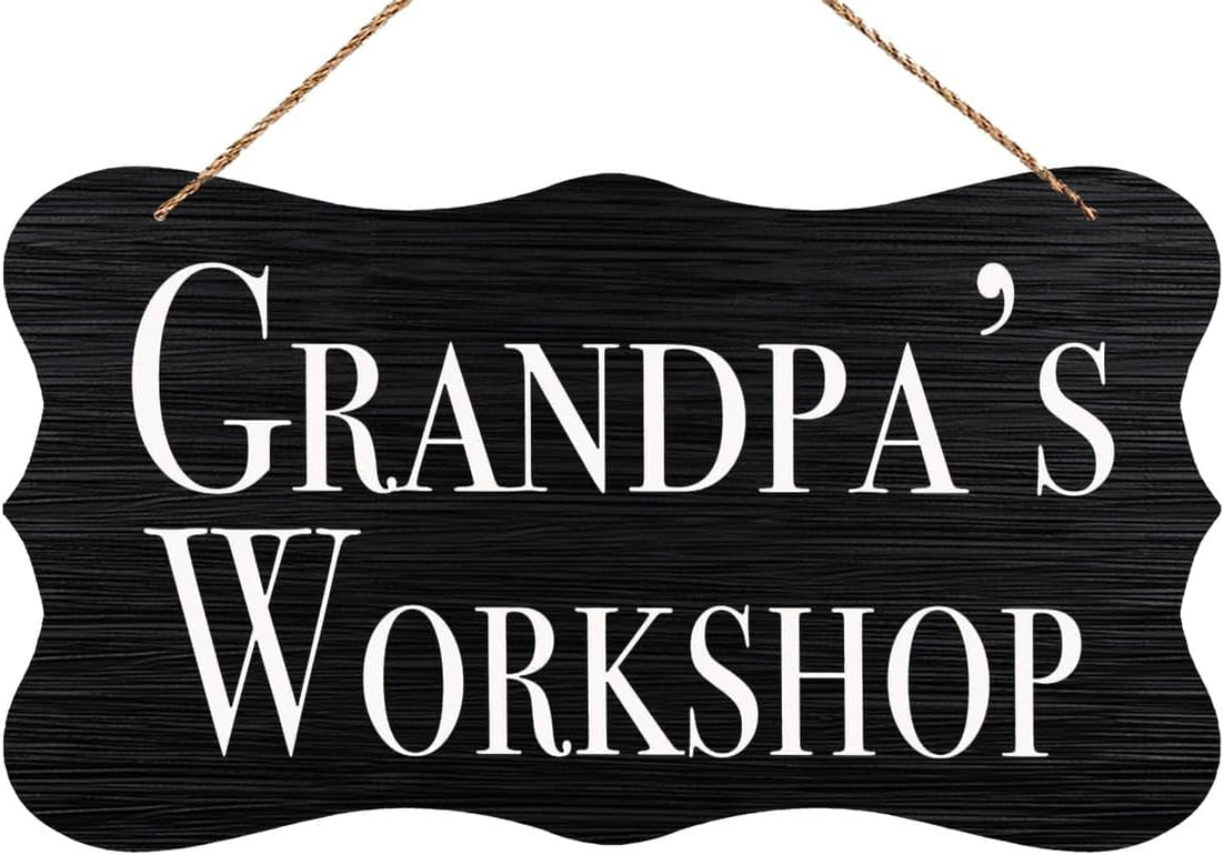 Wooden Sign For Front Door Outside Grandpa'S Workshop Wood Family Sign Funny Hanging Wood Wall ...