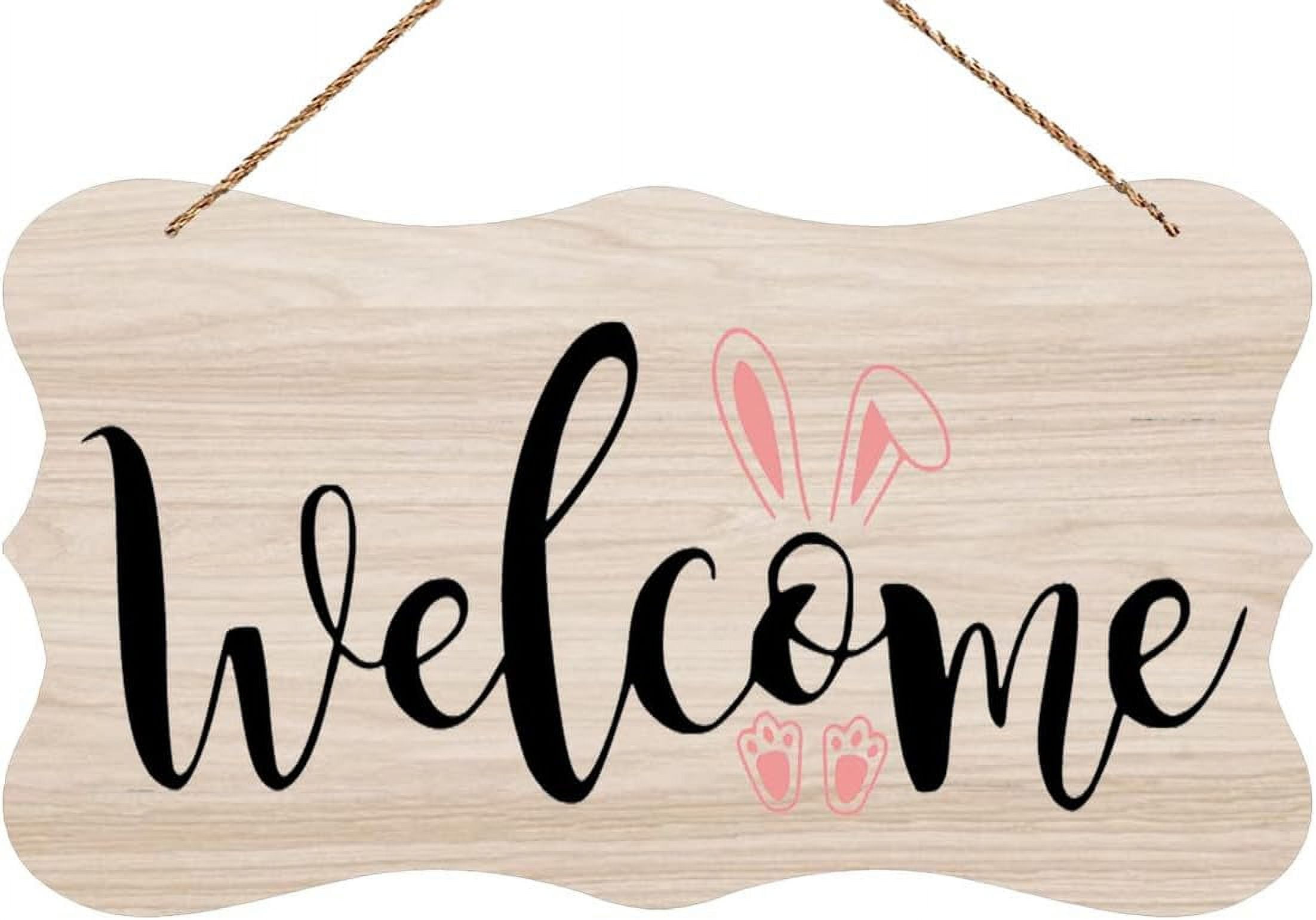 Wooden Sign For Front Door Welcome Bunny Sign Greeting Home Decor ...