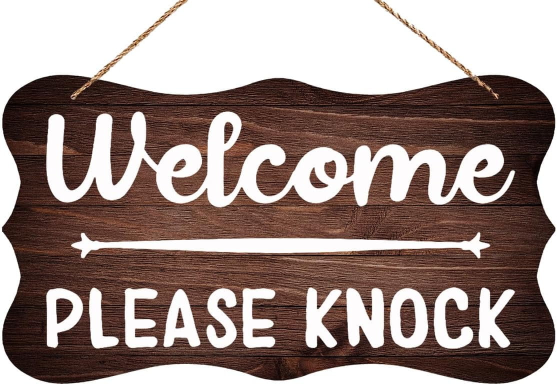 Wooden Sign For Front Door Welcome Sign Please Knock Office Sign Front ...