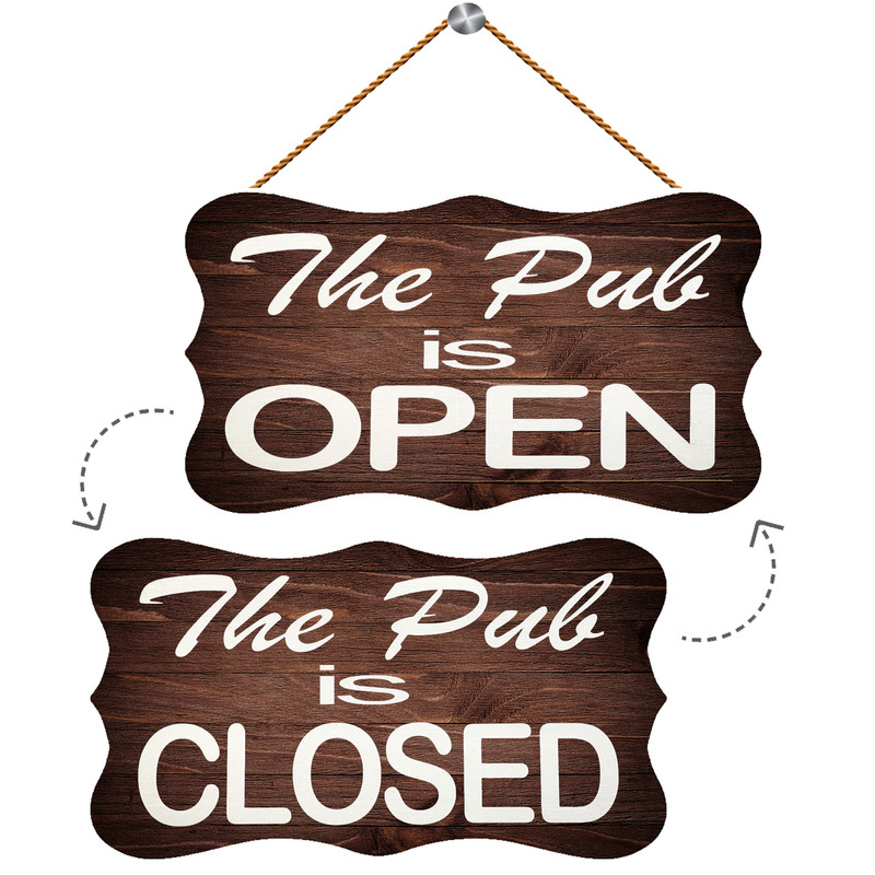Wooden Sign Outside The Pub Wood Open Closed Sign Two Sided Wood Sign ...