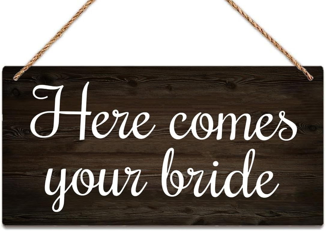 Wooden Sign Room Decorations Here Comes Your Bride Sign Wedding Sign ...