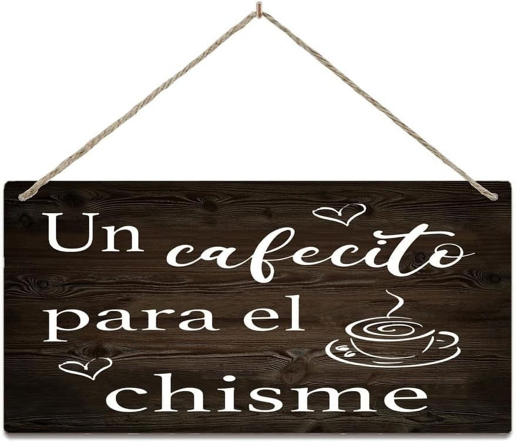 Wooden Sign Room Decorations Spanish Kitchen Signun Cafecito Para El ...