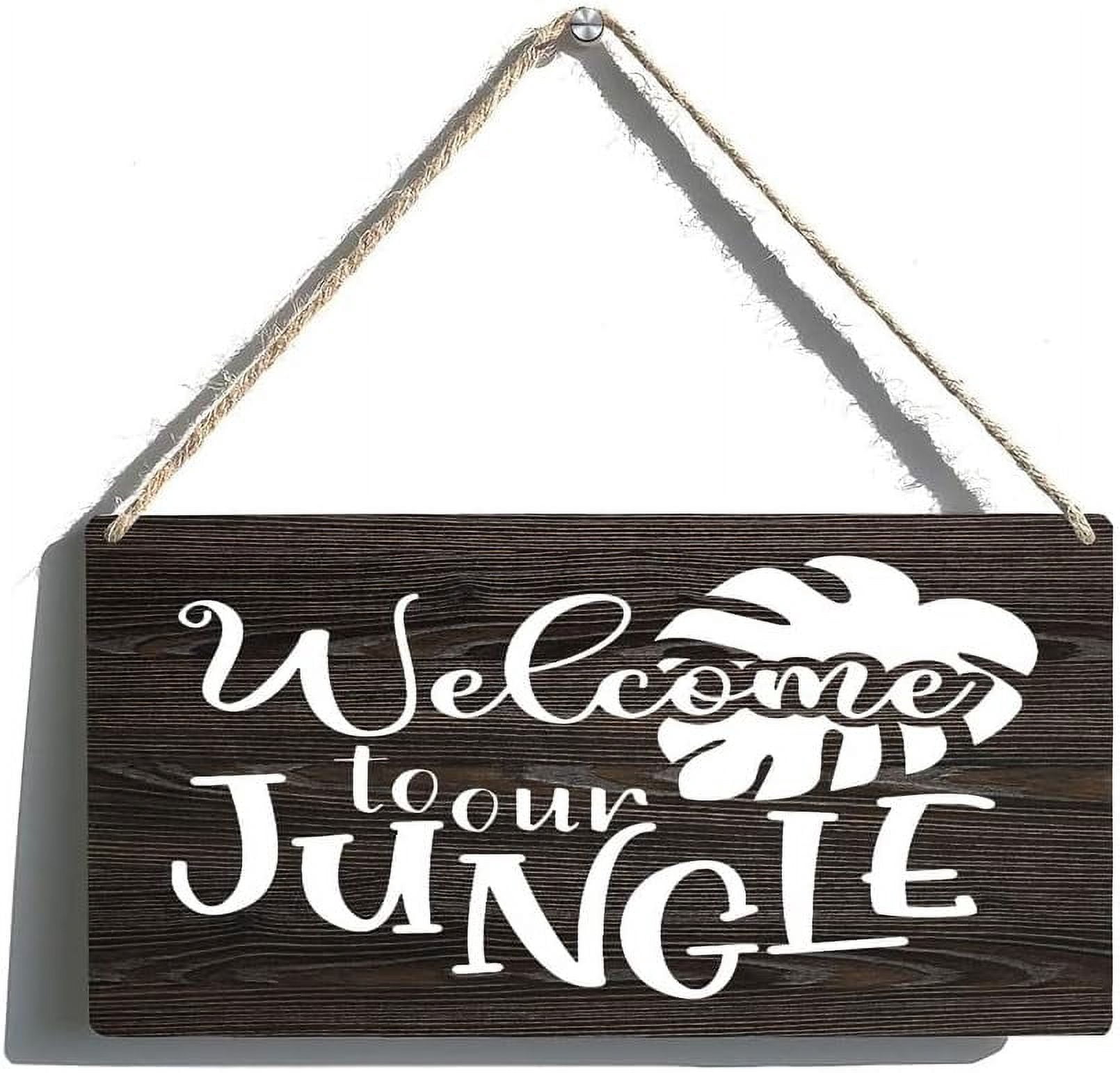 Wooden Sign Room Decorations Welcome To Our Jungle Sign Hanging Printed ...