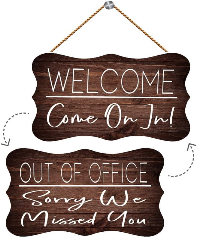Wooden Sign Two Sided Out Of Office Sorry We Missed You Welcome Come On ...