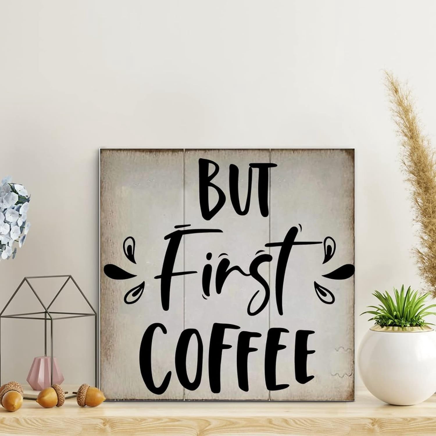 Wooden Sign Wall Decor But First Coffee Wood Plaque Farmhouse Family ...