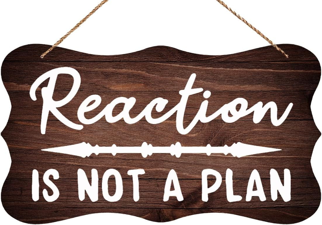 Wooden Sign Wood Sign For Business Owner Reaction Is Not A Plan Small ...