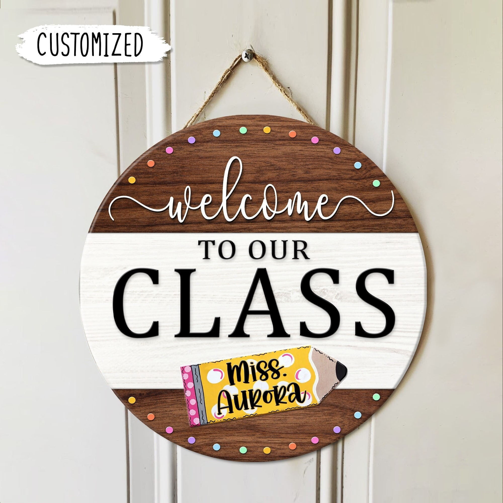 Wooden SignWelcome Classroom Door Sign, Teacher Door Sign, Teacher ...