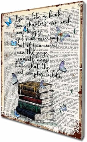 Wooden Signs/Book Lover Poster Vintage Rustic Farmhouse Butterfly Wood ...