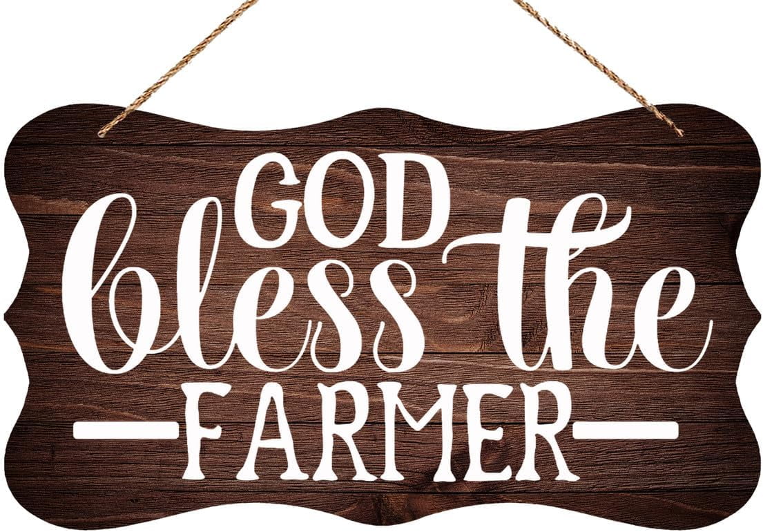 Wooden Signs Farmhouse Wood Sign God Bless The Farmer Country Kitchen Wood Wall Art Sign Yard ...
