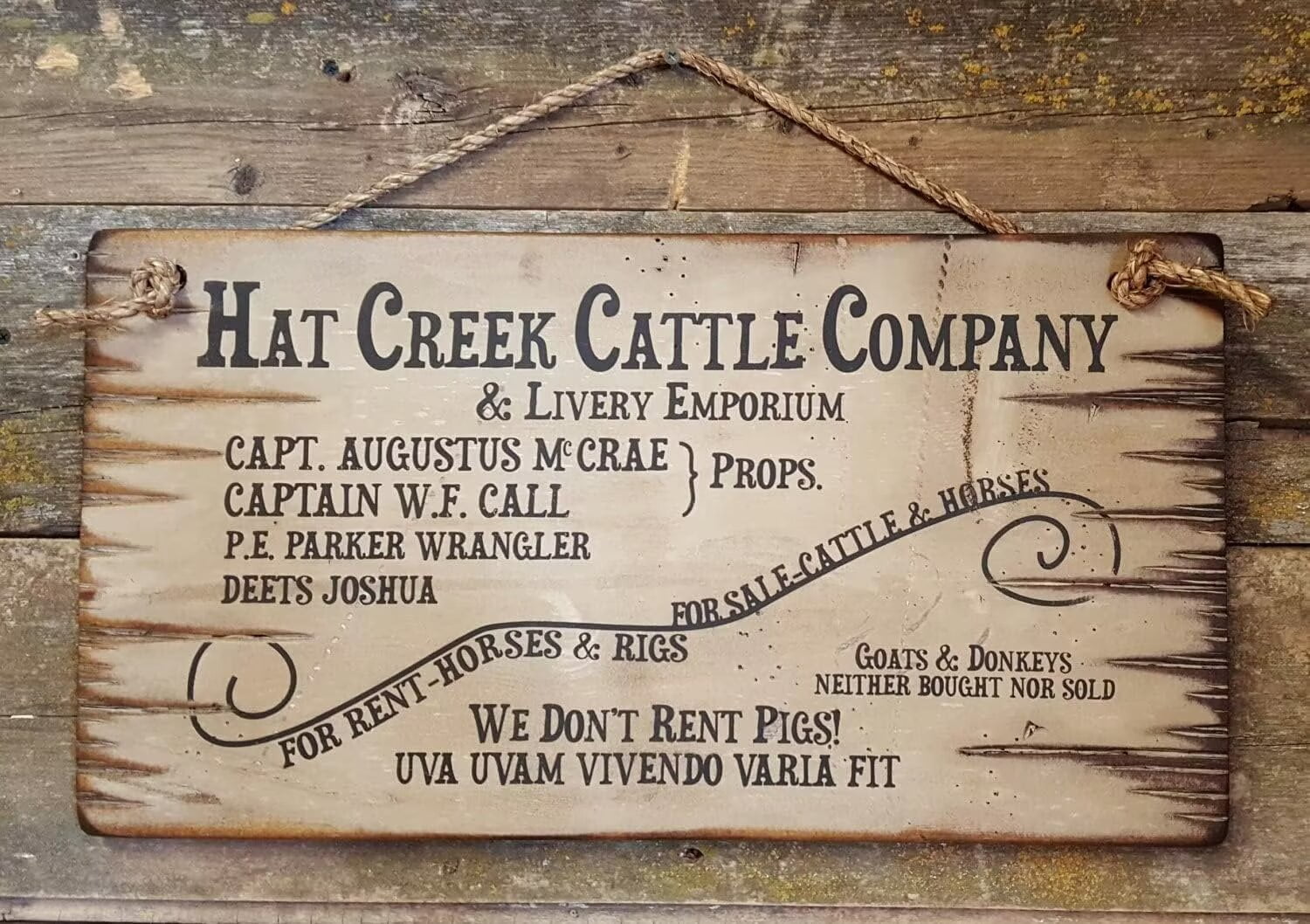 Wooden Signs/Hat Creek Cattle Company Livery Emporium Lonesome Dove ...