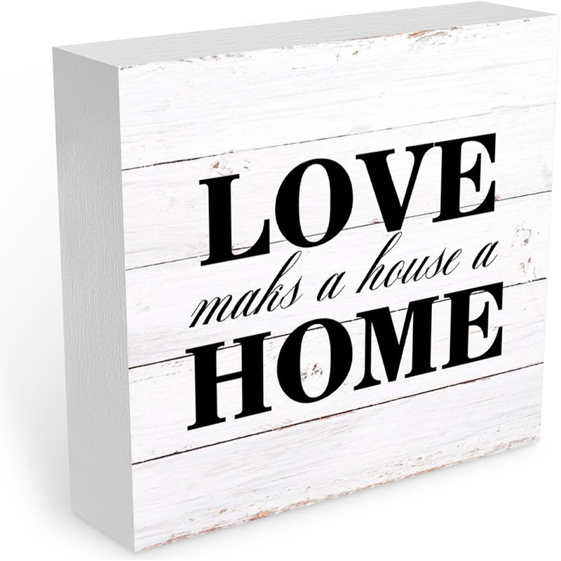Wooden Signs Love Maks A House A Home Hanging Wall Sign Inspirational ...