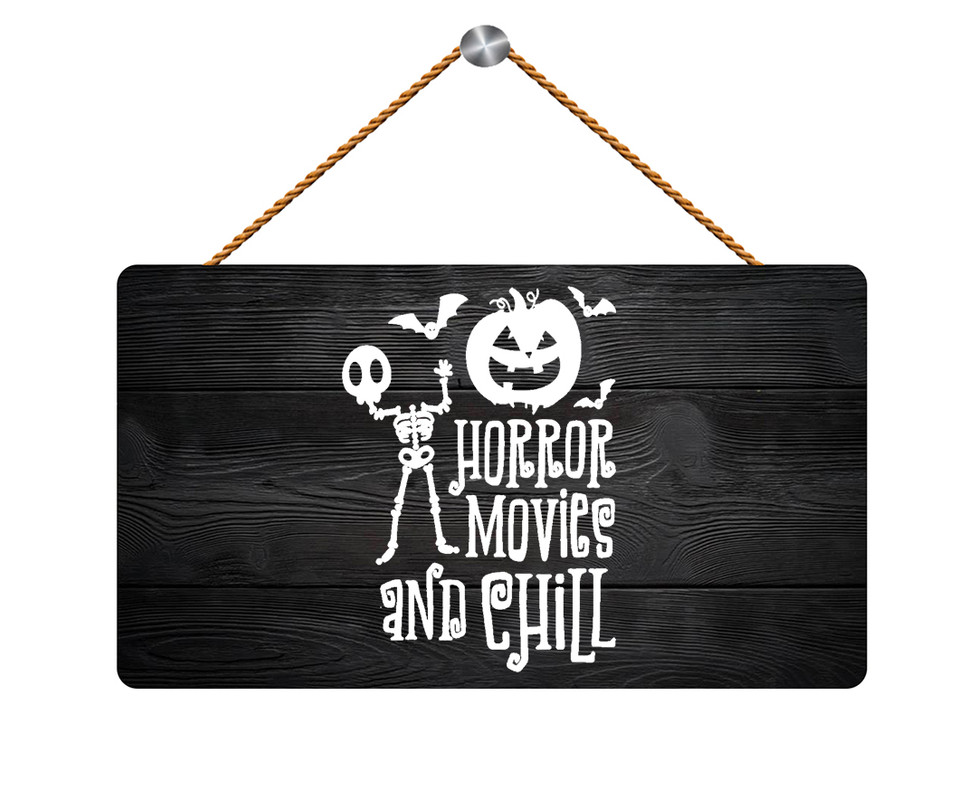 Wooden Signs Wall Hanging Plaques Horror Movies And Chill Halloween ...