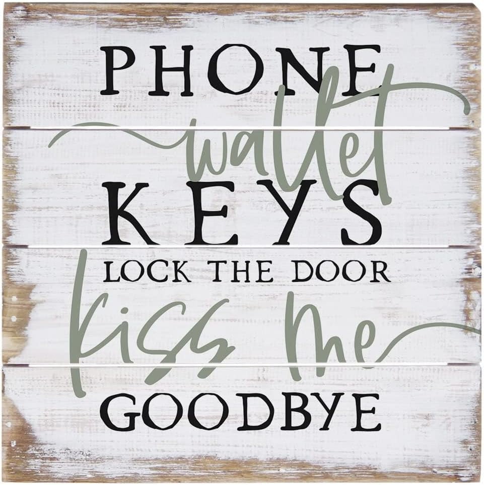 Wooden Signs With Sayings Phone Wallet Keys Kiss sign - Rustic Wood ...