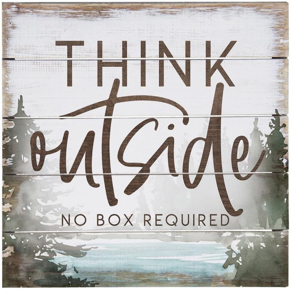 Wooden Signs With Sayings Think outside no box required - Rustic Wood ...