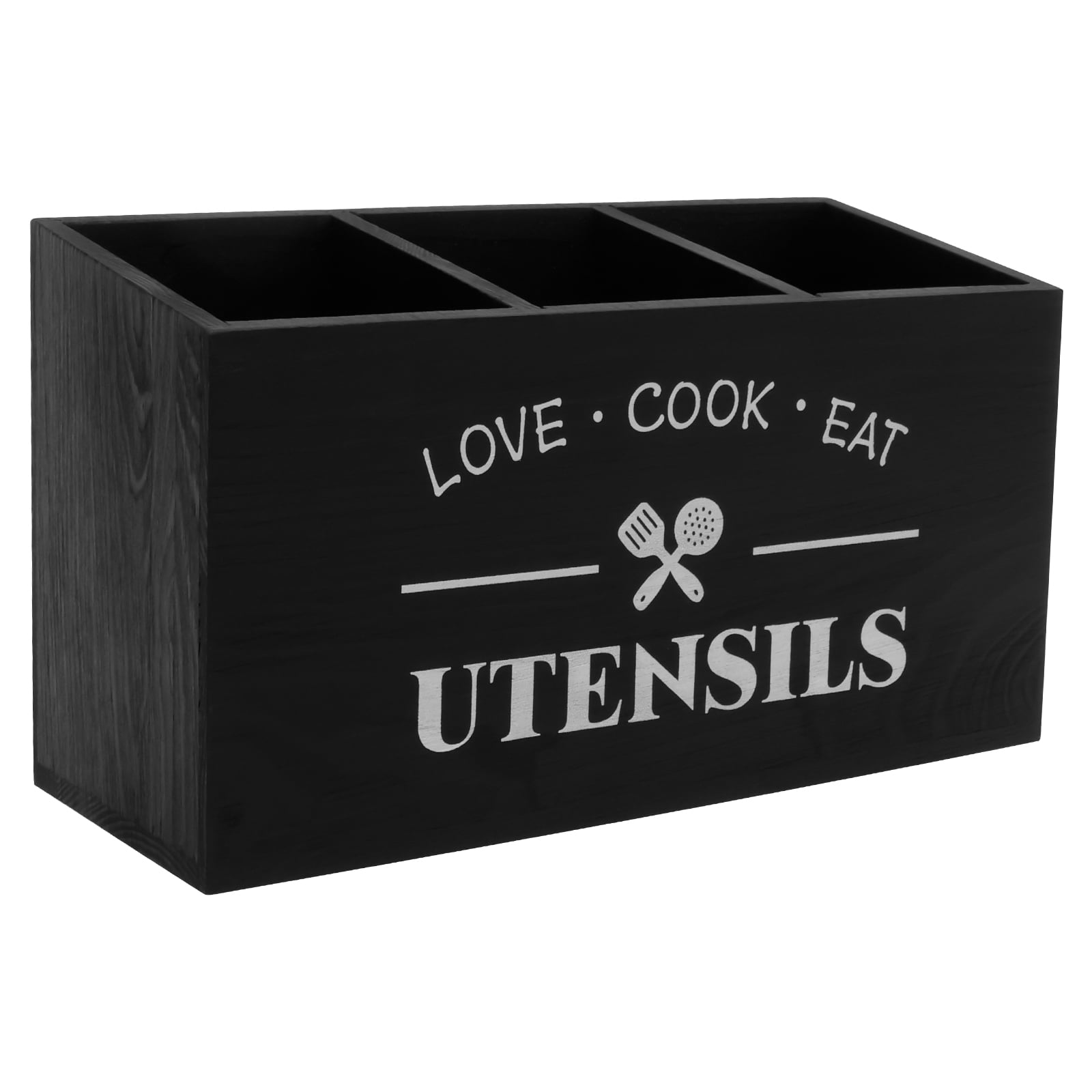 Wooden Silverware Caddy Organizer Open Top Compartmental Flatware ...