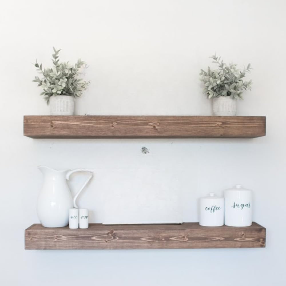 Wooden Single Floating Shelf, Rectangle Wooden Shelf, Solid Wood ...
