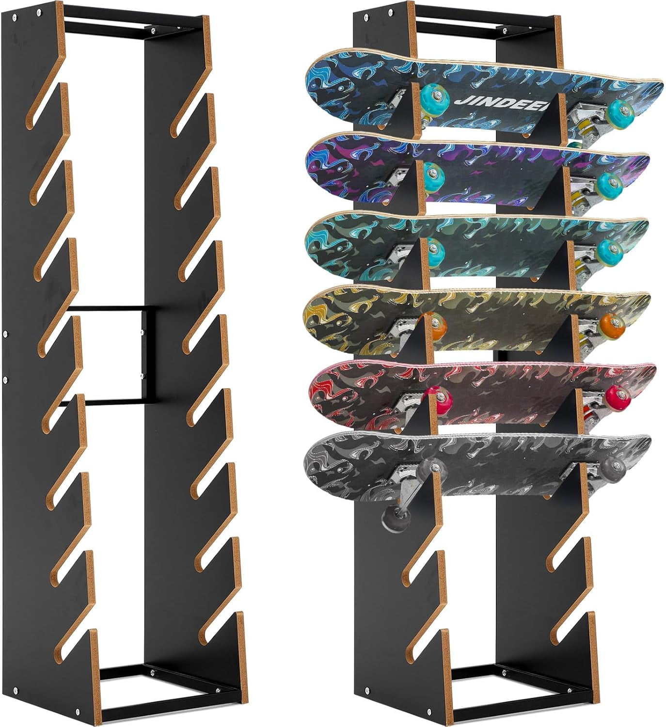 Wooden Skateboard Rack Floor Skateboard Stand Holder 8-Layer Skateboard ...