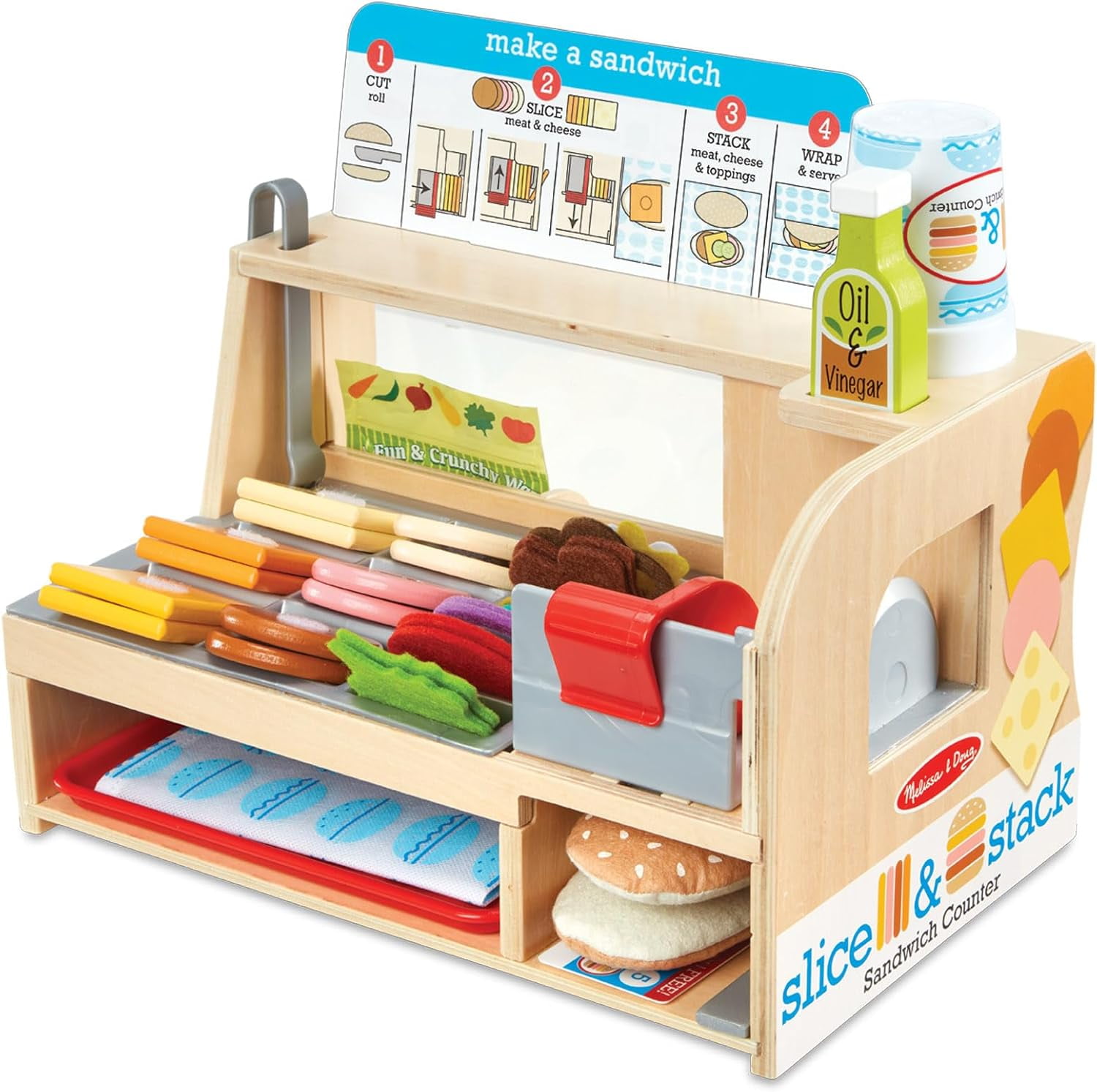 Wooden Slice & Stack Sandwich Counter with Deli Slicer – 56-Piece ...