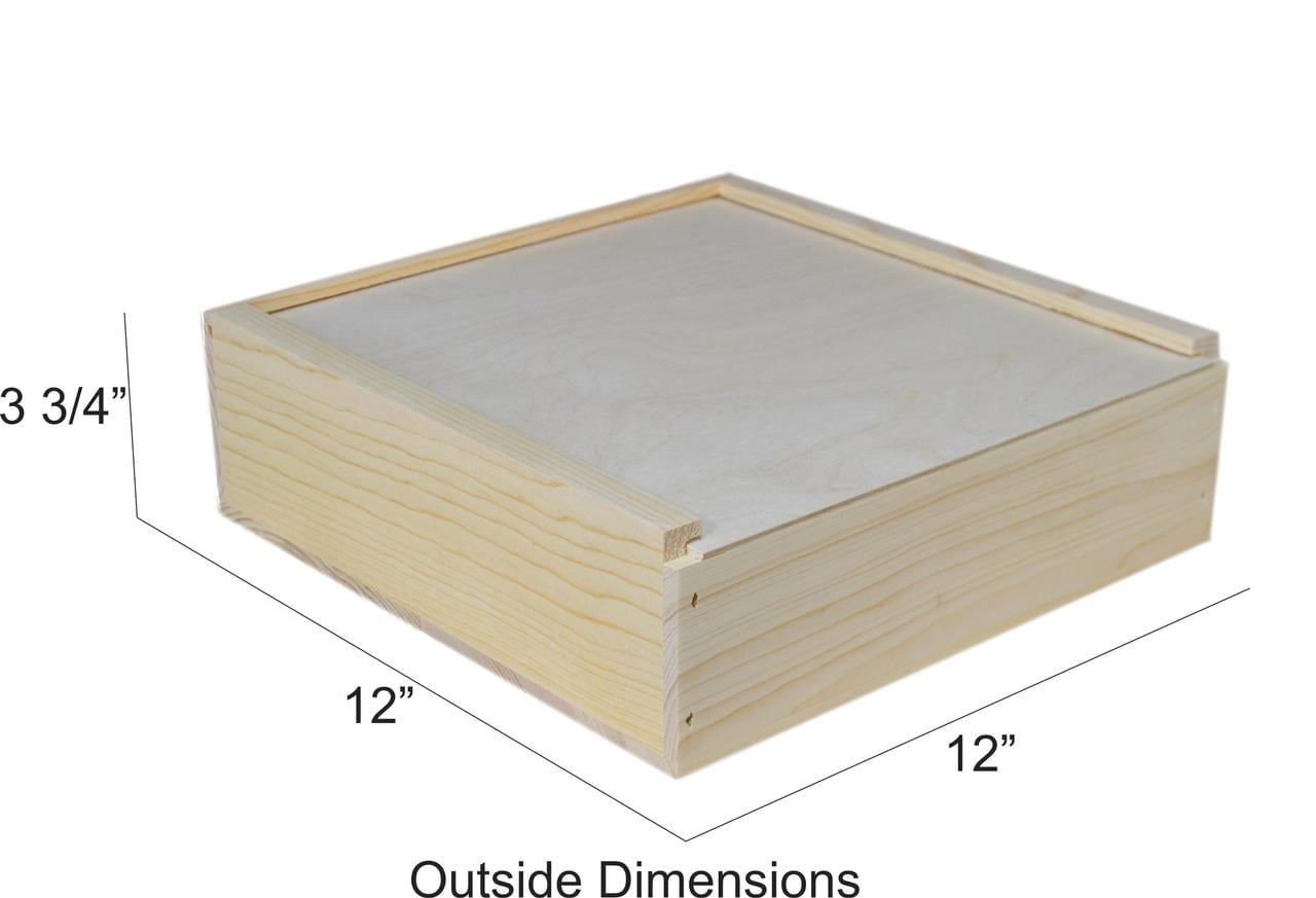 Wooden Slide Top Box, 12 x 12 x 3 3/4″ Outside Dimensions - Walmart.com