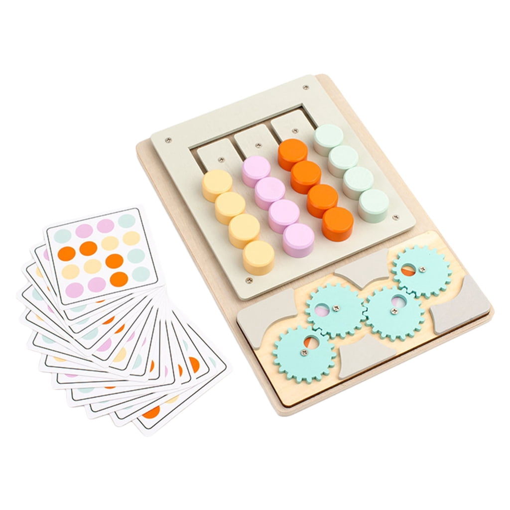 Wooden Sliding Puzzle Toy Color Cognitive Education Toy Children Board ...