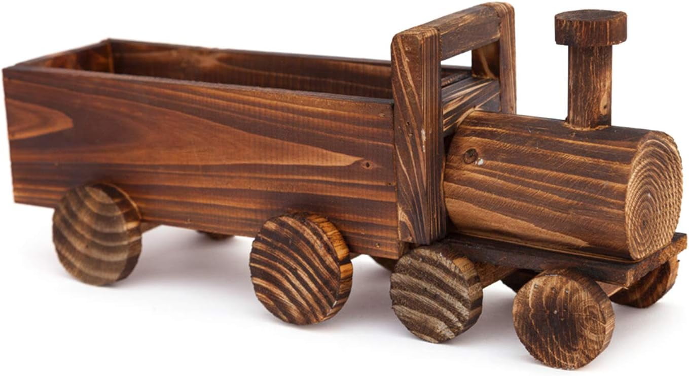 Wooden Small Cart Flower Pot,Multifunction Wooden Train Planter ...