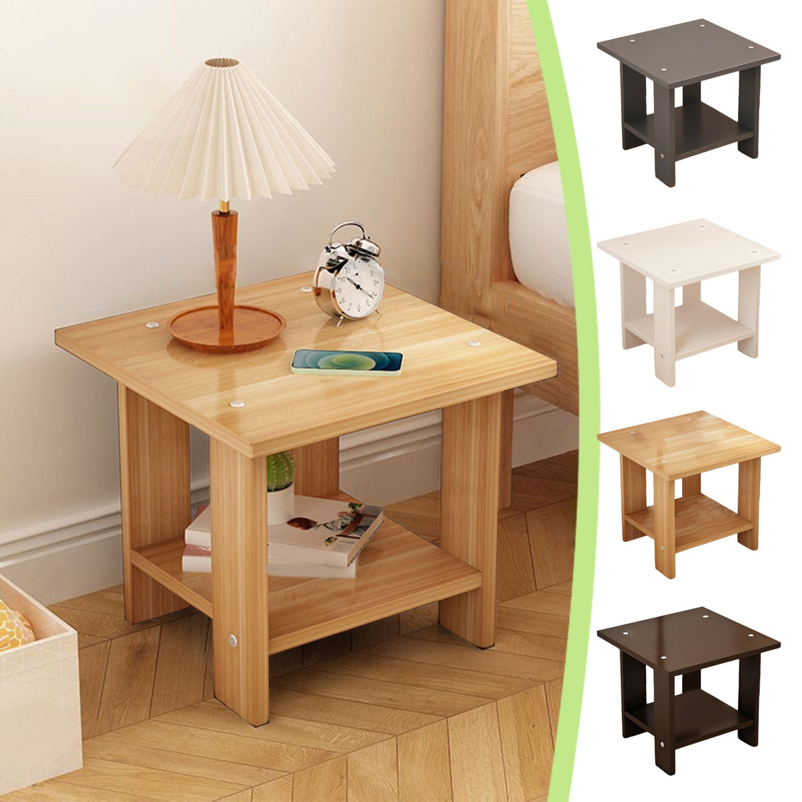 Wooden Small Side Table | Modern Compact Bedside Shelf | Black Finish ...