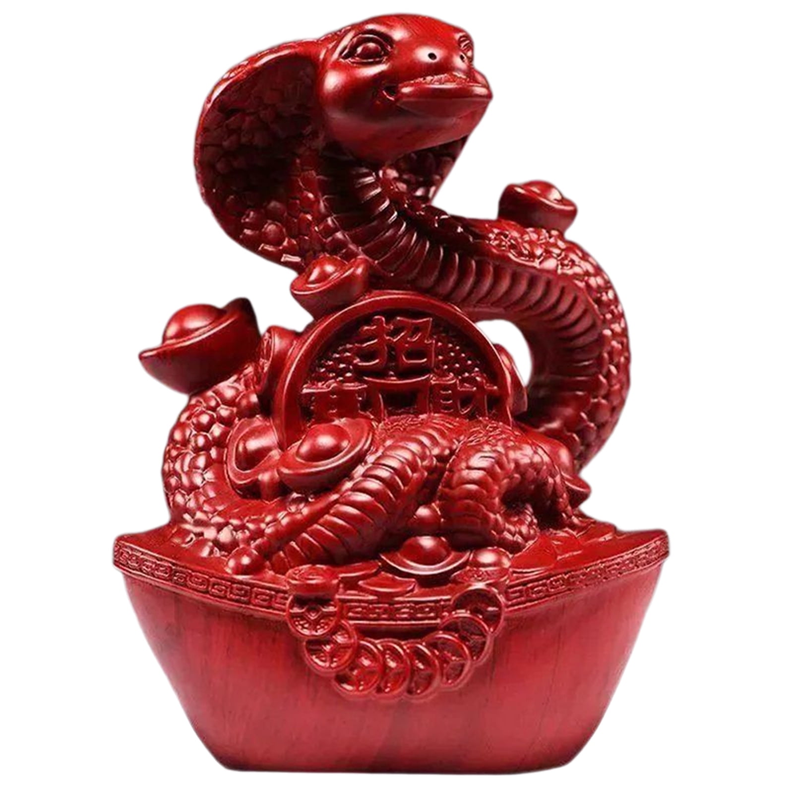 Wooden Snake Statue, New Year Snake Figurine Decor, Good Meaning ...