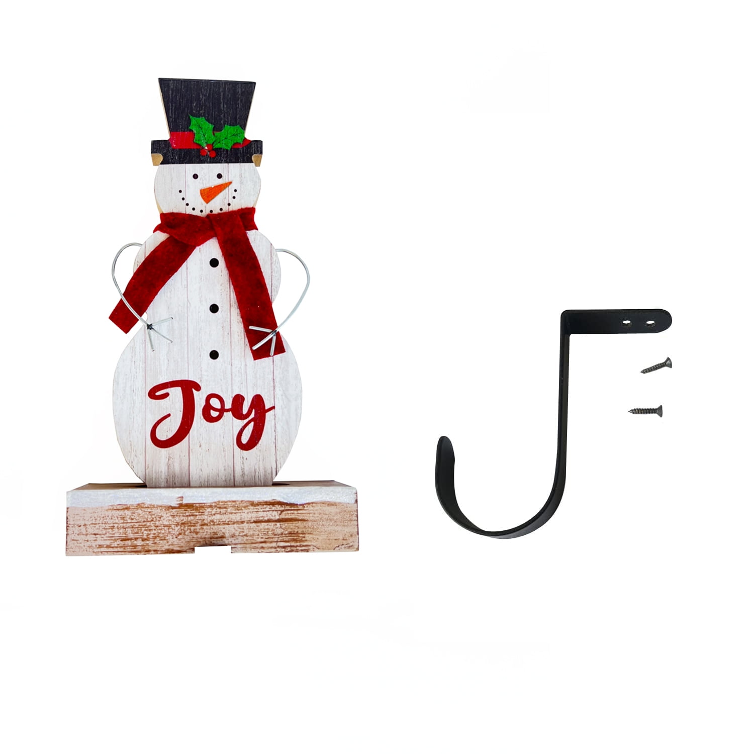 Wooden Snowman Mantel Hooks / Hanger Snowman Xmas Stocking Holder ...