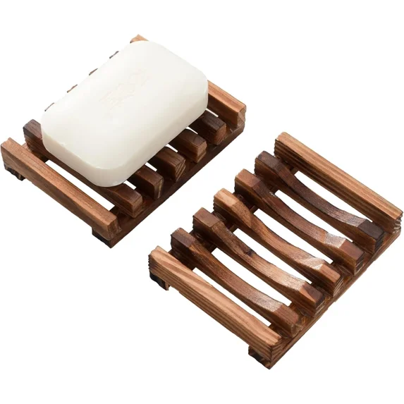 Wooden Soap Dish For Shower,Set Of 2 Shower Soap Holder,Self Draining ...